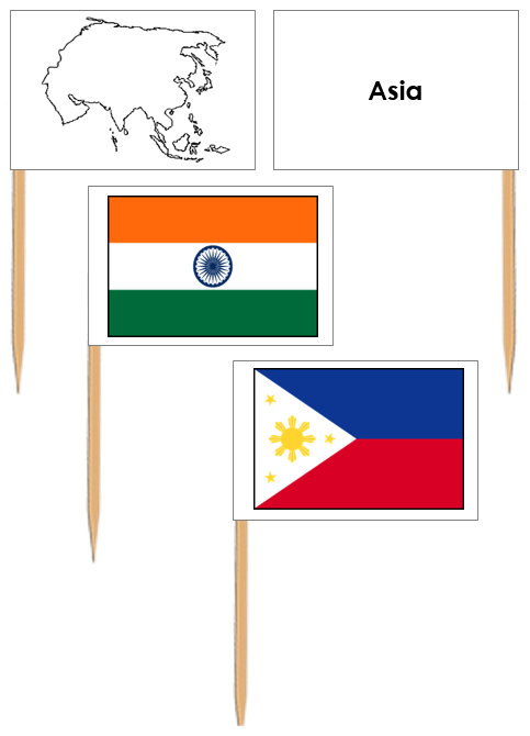 Asian Flags (Pin Flags) - Montessori Print Shop