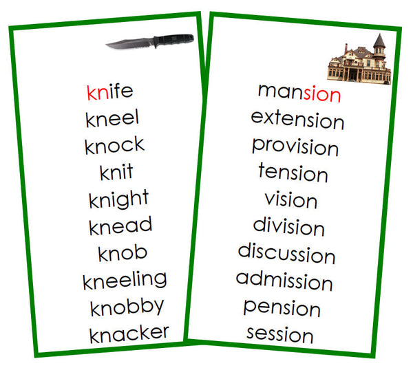 Green Phonogram Cards Set 2 (photos) - Montessori Print Shop ...