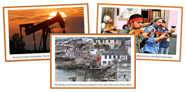 North America Continent Cards (color-coded) - Montessori Print Shop