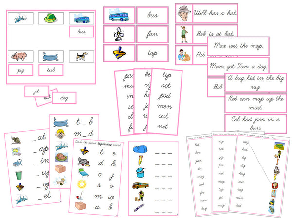 Montessori Pink Language Series (cursive) - Montessori Print Shop ...