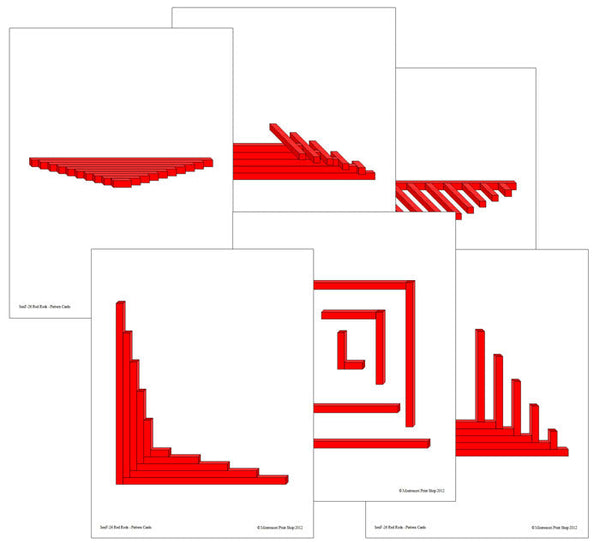 Red Rod Pattern Cards - Montessori Print Shop