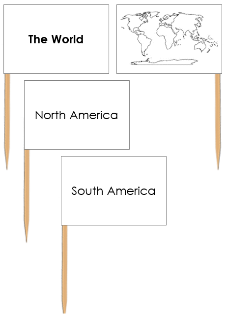 World Map Labels: Pin Flags - Montessori Print Shop
