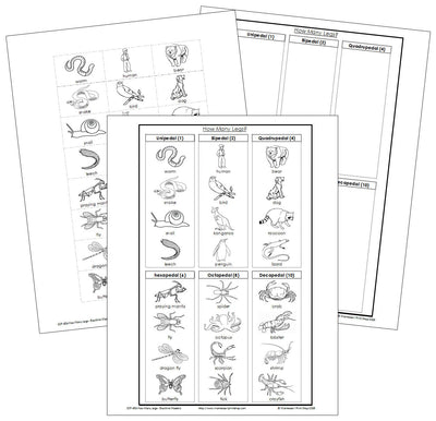 Animals: How Many Legs? (Blackline Master) - Montessori Print Shop