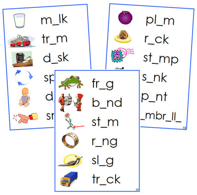 Blue Vowel Sound Cards - Montessori Print Shop