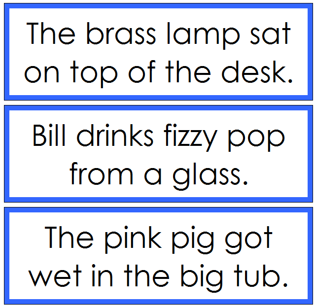 Blue Sentence Cards (Set 2) - Montessori Print Shop