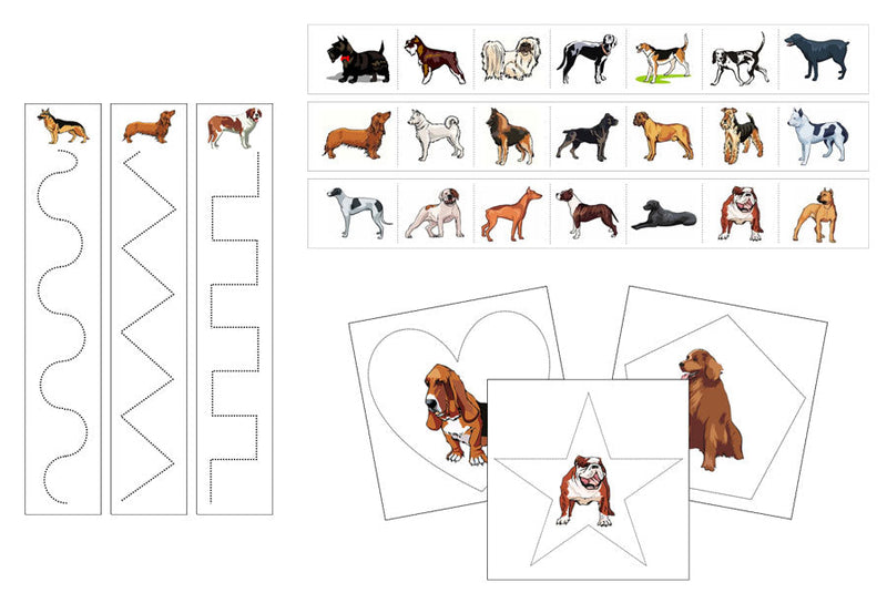 Dogs Cutting Work - Montessori Print Shop