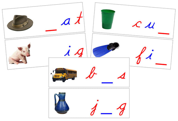 Wooden Cursive (D) Moveable Alphabet Sound Cards Bundle red/blue ...