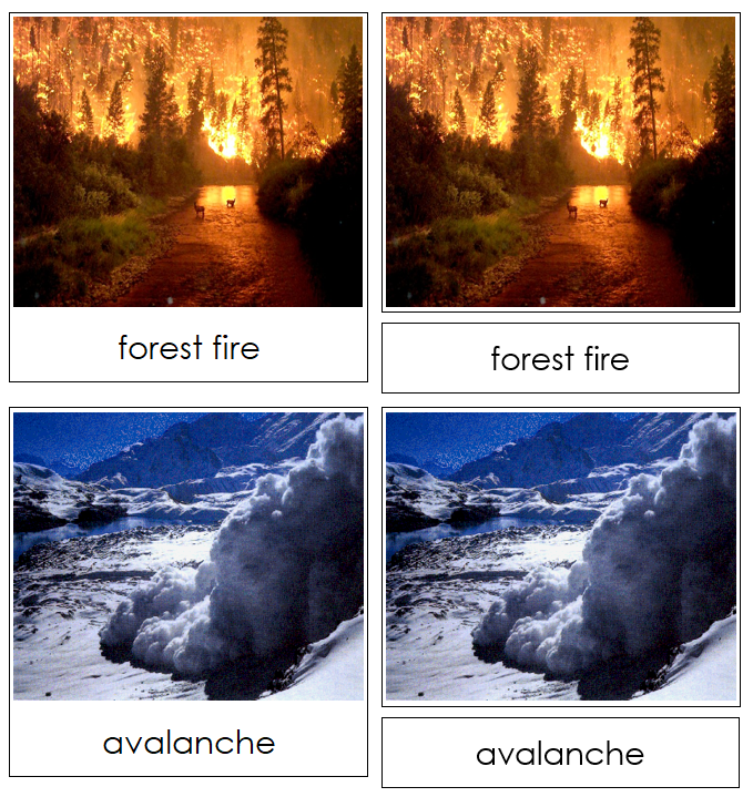 Natural Disasters Nomenclature Cards - Montessori Print Shop