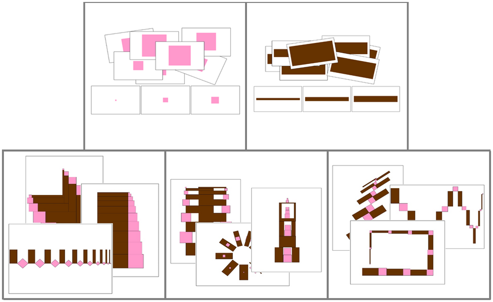 Pink Tower & Brown Stair Pattern Cards - Montessori Print Shop