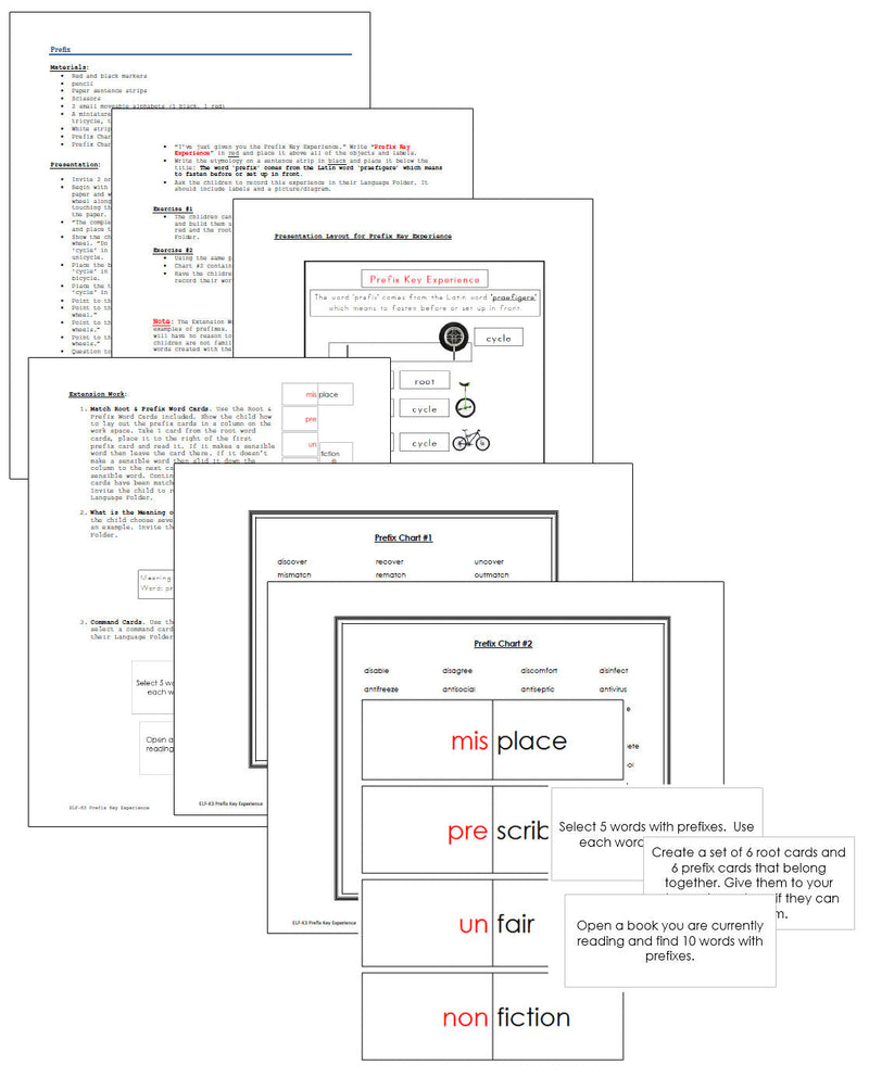 Elementary Montessori Prefixes Key Experience - Montessori Print Shop