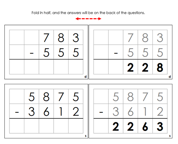 Montessori Subtraction Command Cards - Montessori Print Shop