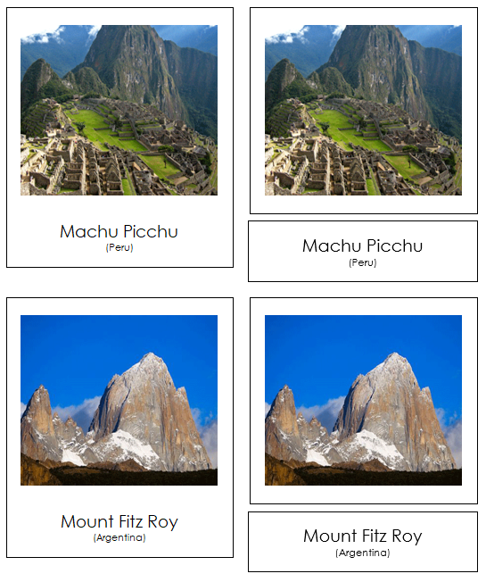 South American Landmark Cards - Montessori Print Shop
